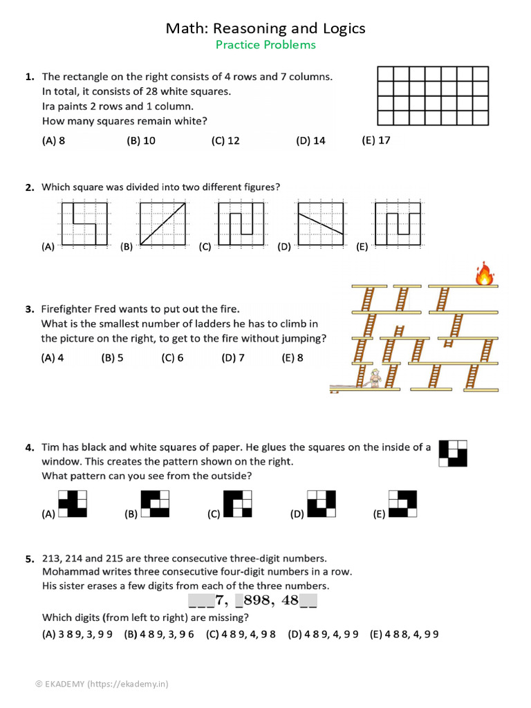Math Reasoning and Logic Practice Problems | PDF