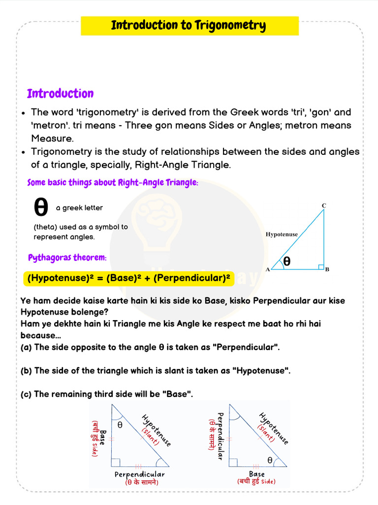 Trigonometry Basics: Right Triangle Concepts | PDF | Trigonometry ...