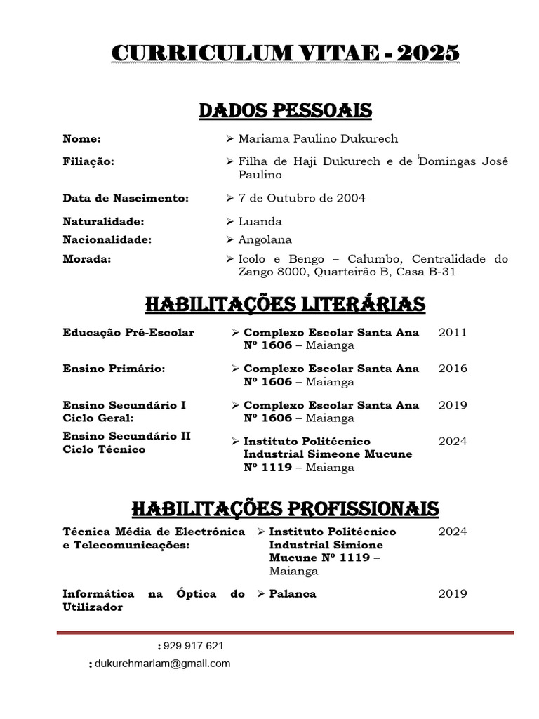 Mariam - Curriculum Vitae - 2025 | PDF