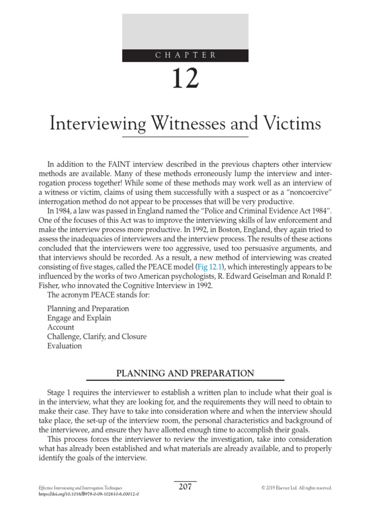 PEACE Model for Effective Interviews | PDF | Interview | Witness