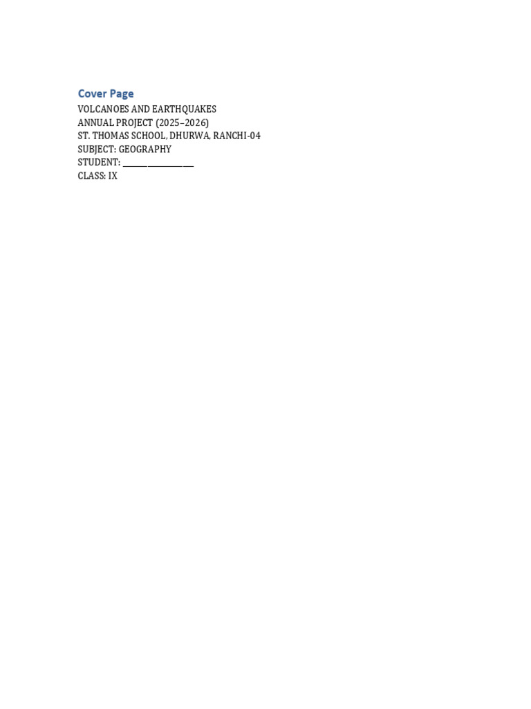 Volcanoes and Earthquakes Project 2025 | PDF