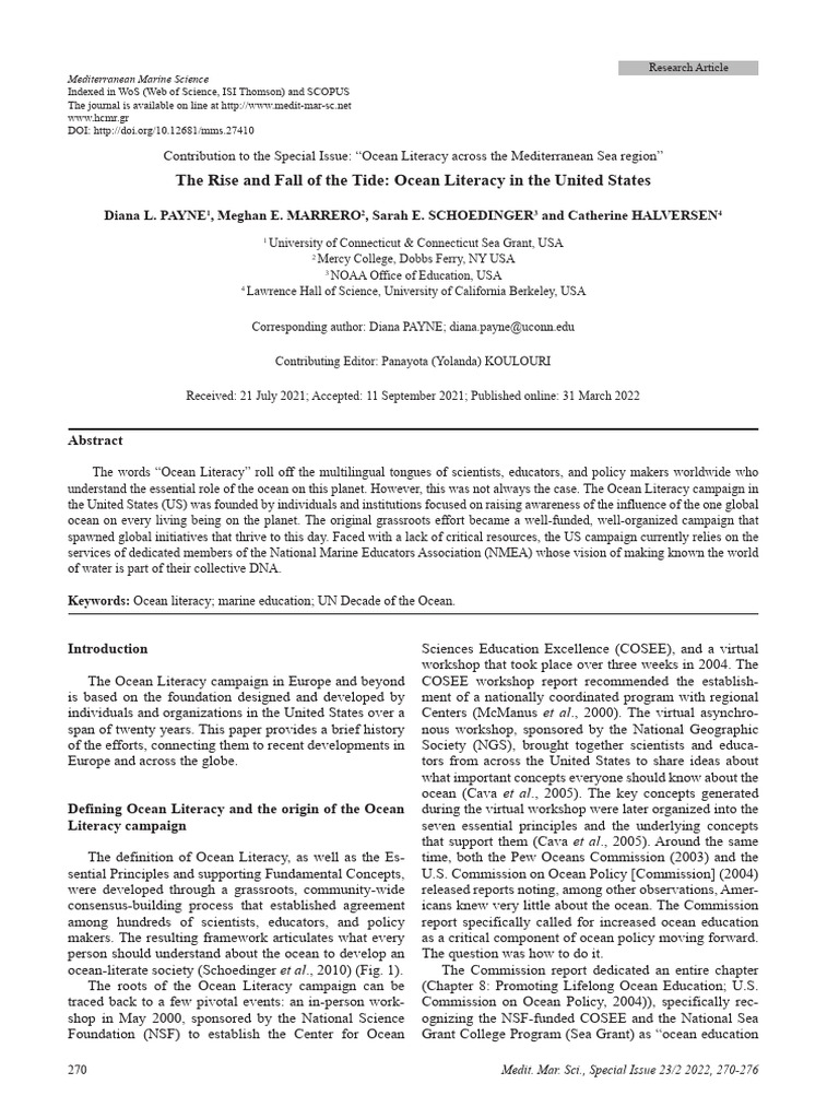 The Rise and Fall of The Tide Ocean Literacy in The United States | PDF ...