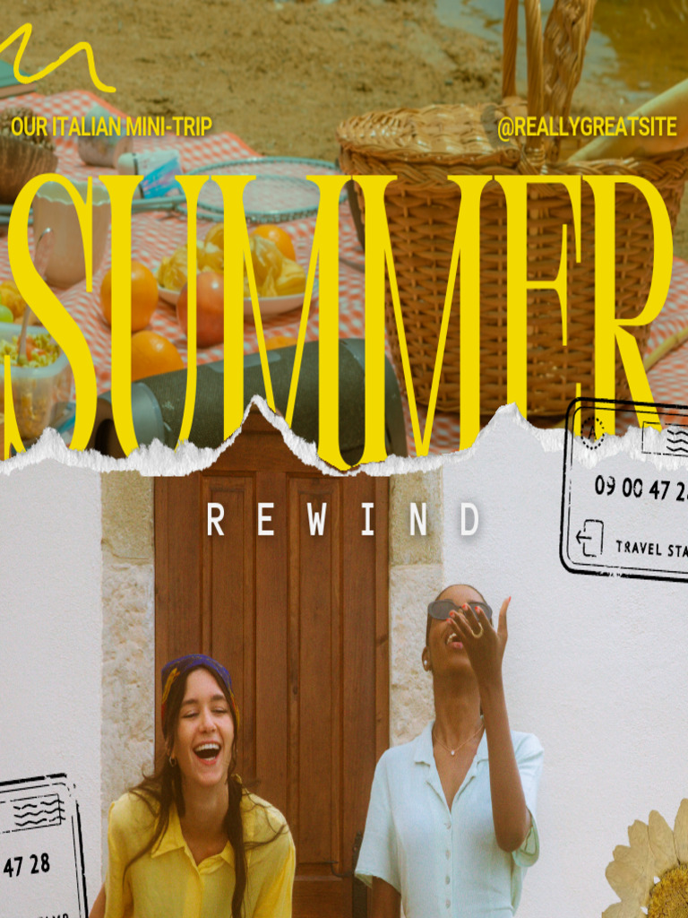 Yellow and White Modern Summer Travel Rewind Collage Instagram Post Carousel | PDF