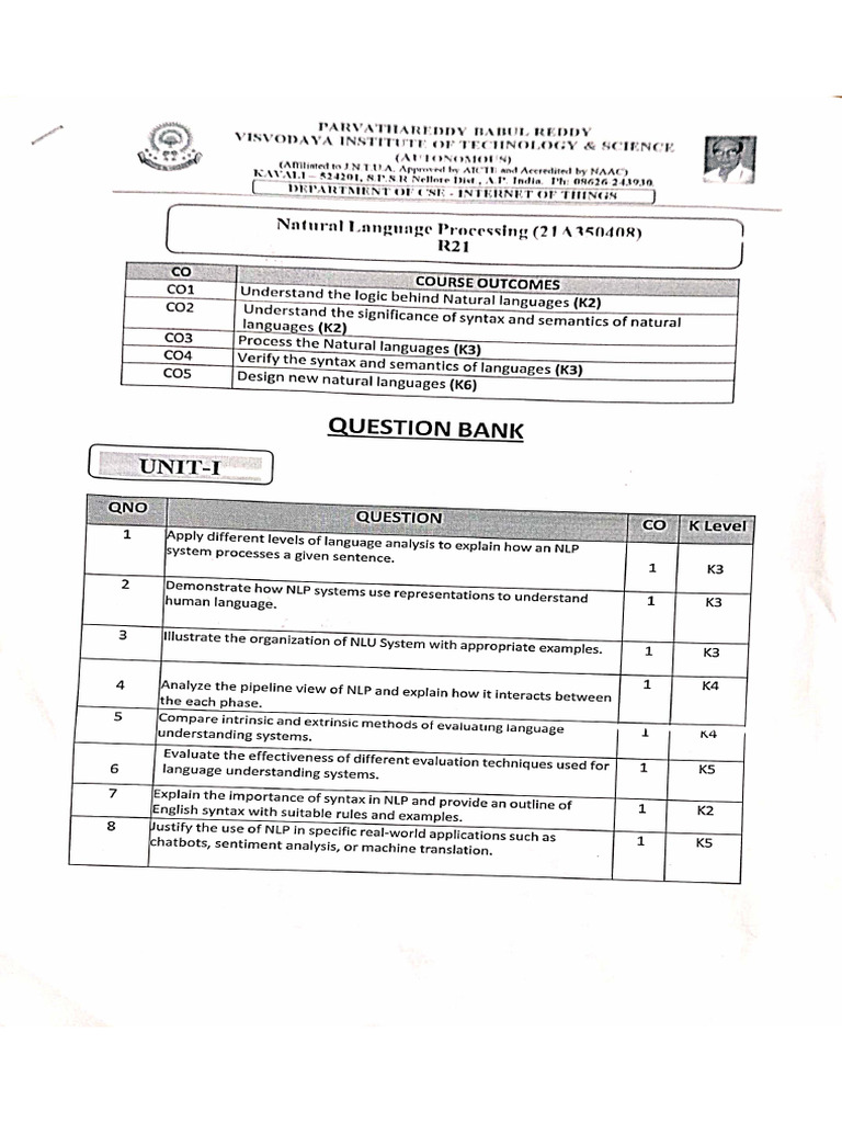 NLP Question Bank | PDF