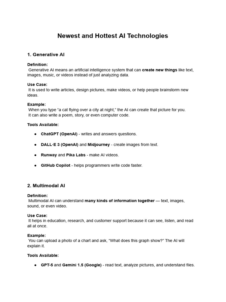 Newest and Hottest AI Technologies | PDF | Artificial Intelligence ...