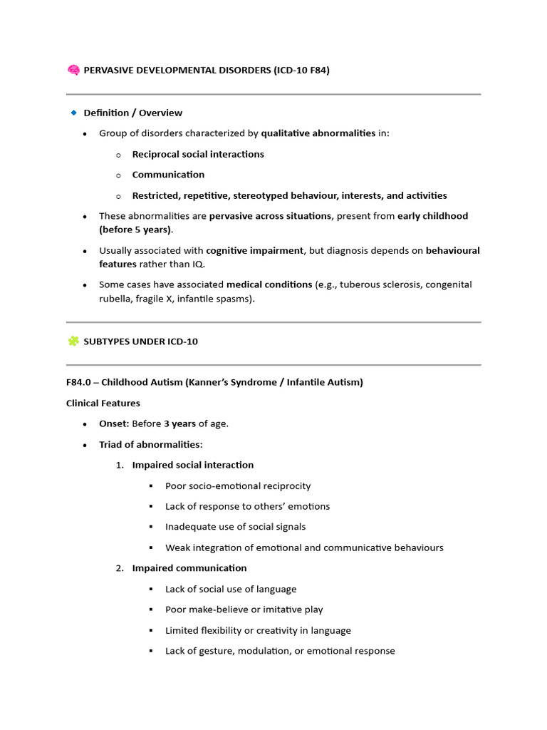 ? Pervasive Developmental Disorders | PDF | Autism | Intellectual ...