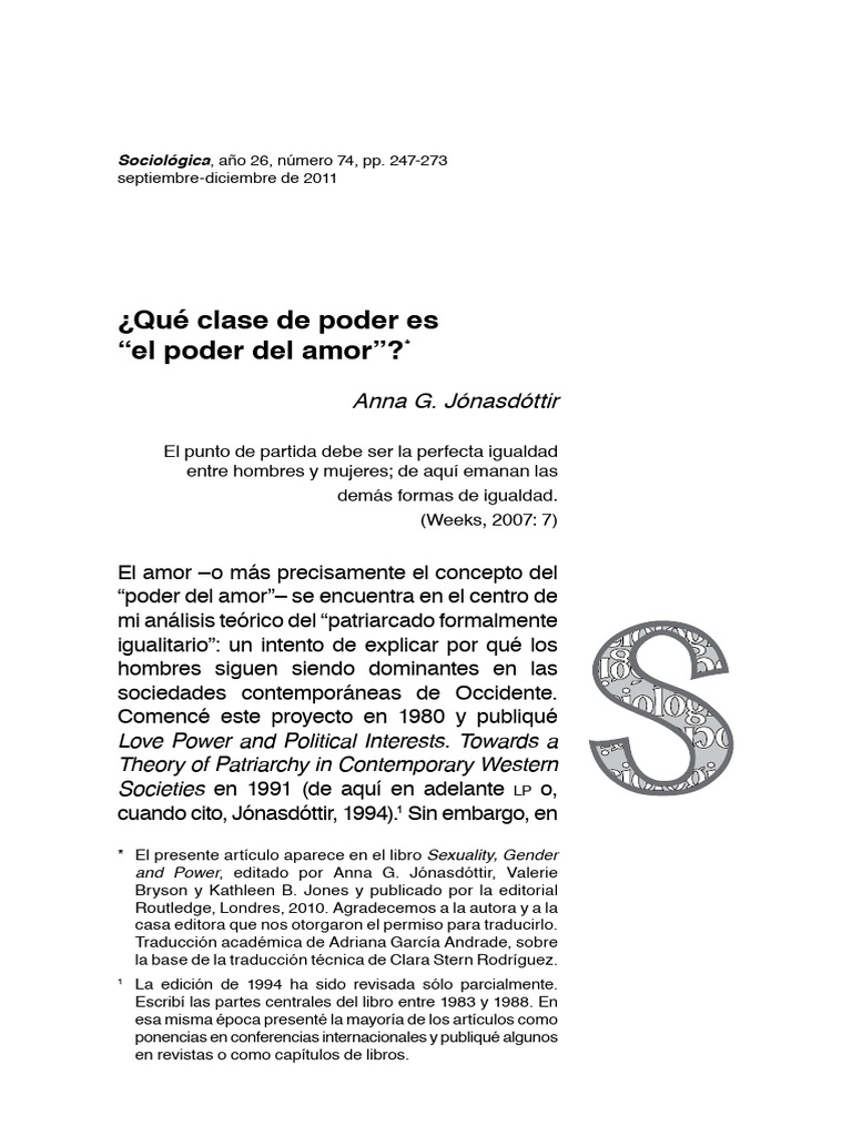 Jónasdóttir. Qué Clase de Poder Es El Poder Del Amor | PDF | Amor | Mujer