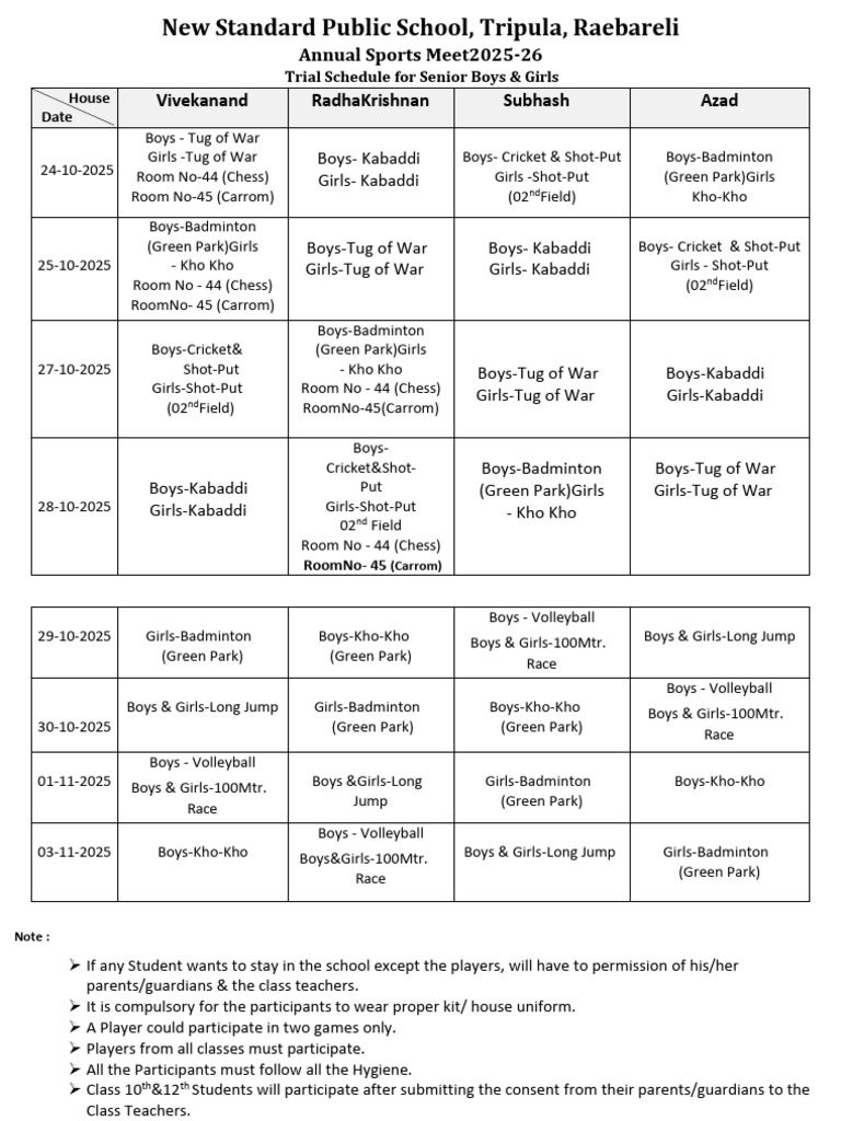 Anual Sports Meet Senior Boys & Girls Trails-2 | PDF | Sports