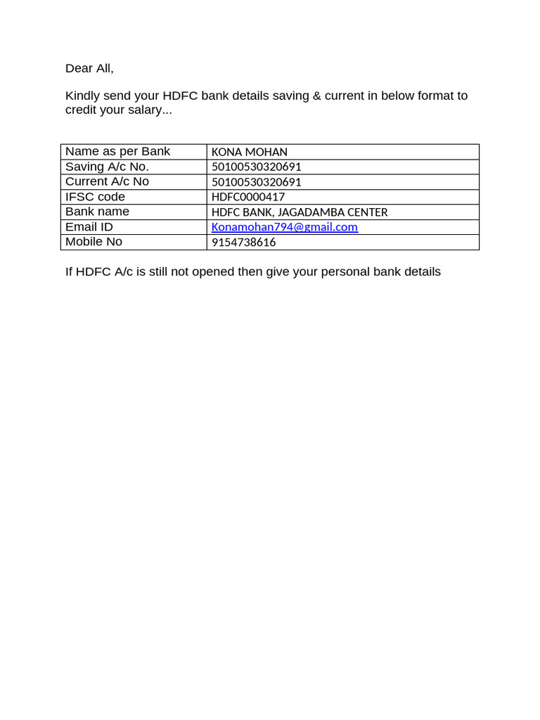 HDFC Bank Account | PDF