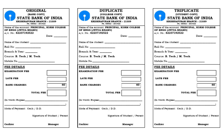 Sbi Challan Form-1 | PDF | Financial Services | Money