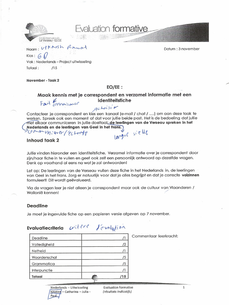 Dutch Correspondant Ingevuld | PDF