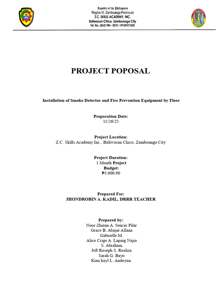 Project Proposal Front Page DRRR | PDF | Sensor | Smoke