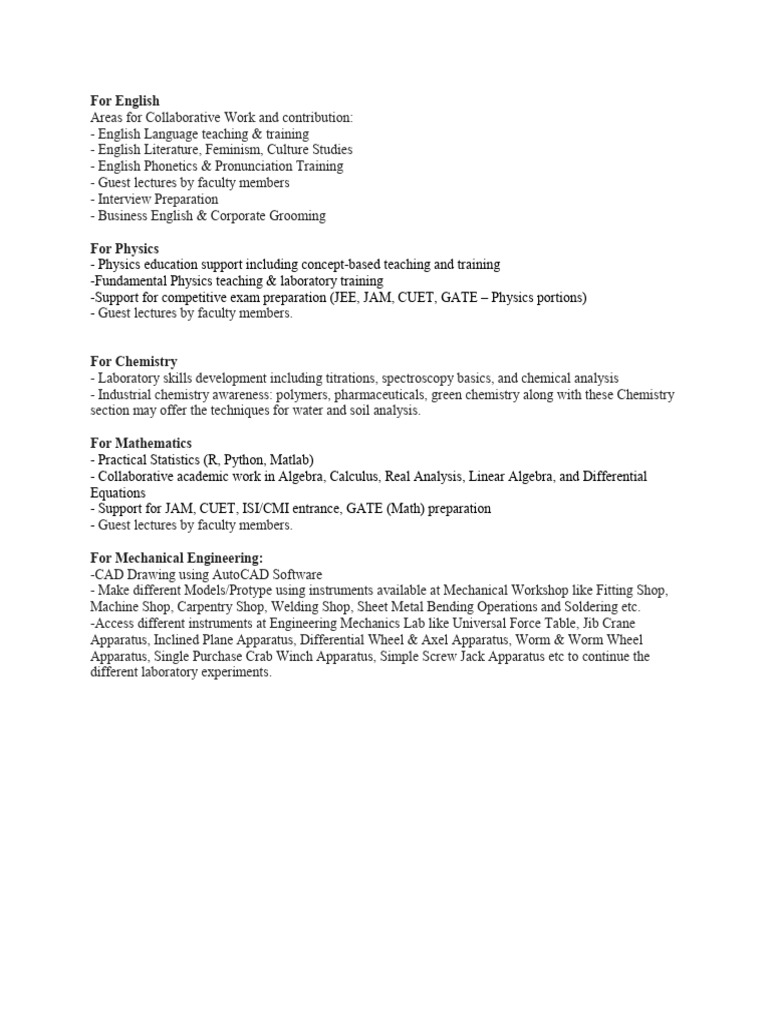 Areas For Collaborative Work and Contribution-1 | PDF