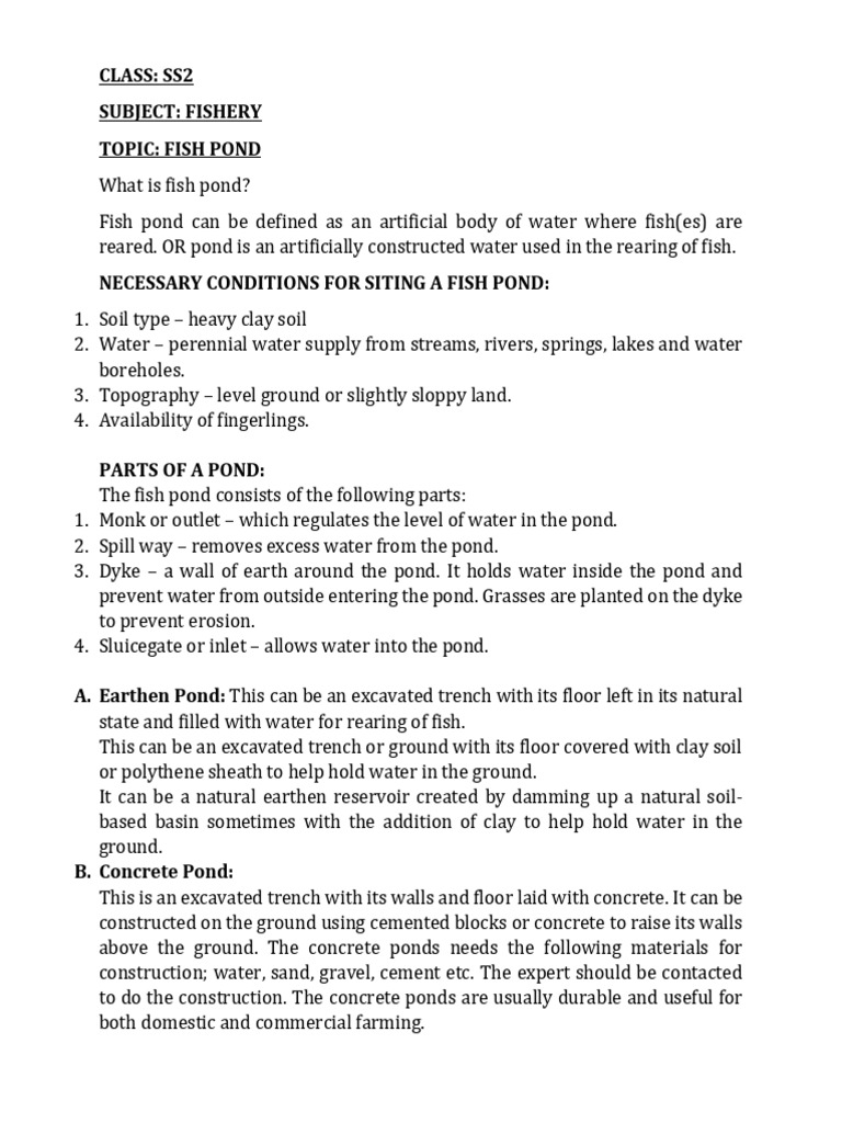 Fish Pond Basics and Types Explained | PDF | Pond | Lake
