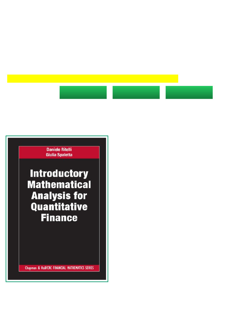 Introductory Mathematical Analysis for Quantitative Finance (Chapman ...