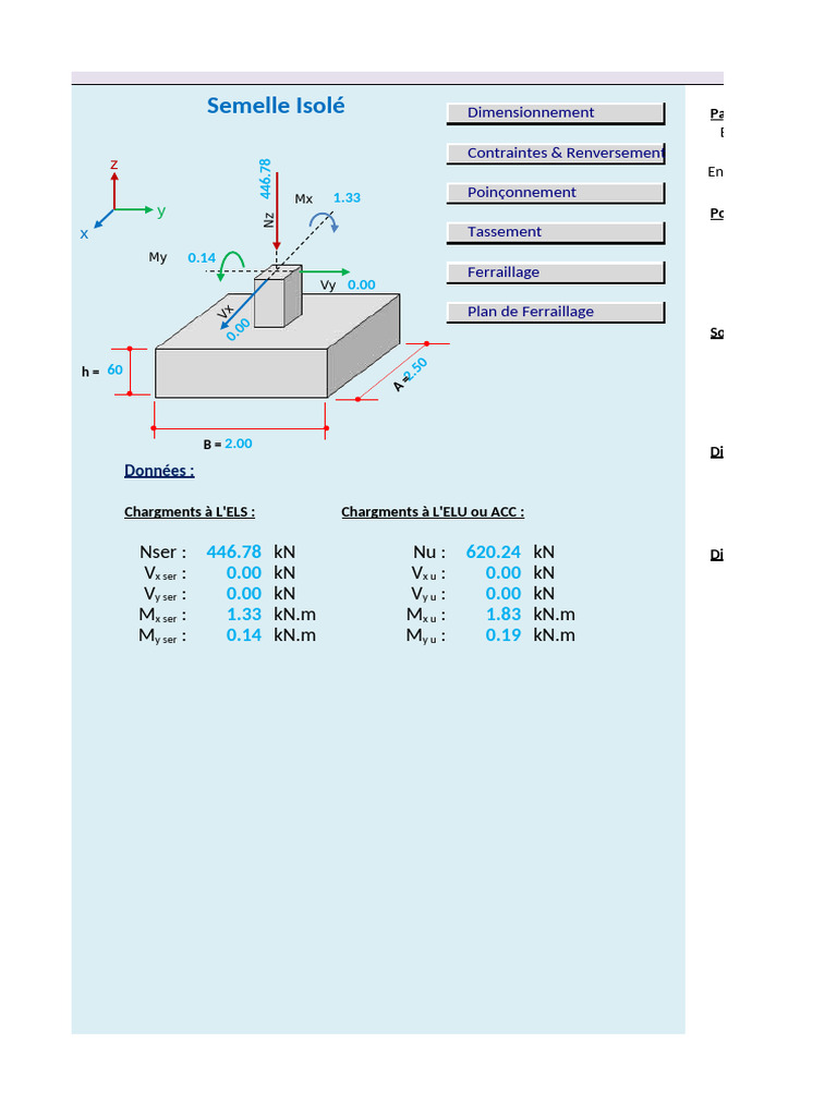 Dimensionnement et Vérification de Semelles | PDF | Béton armé | Génie ...