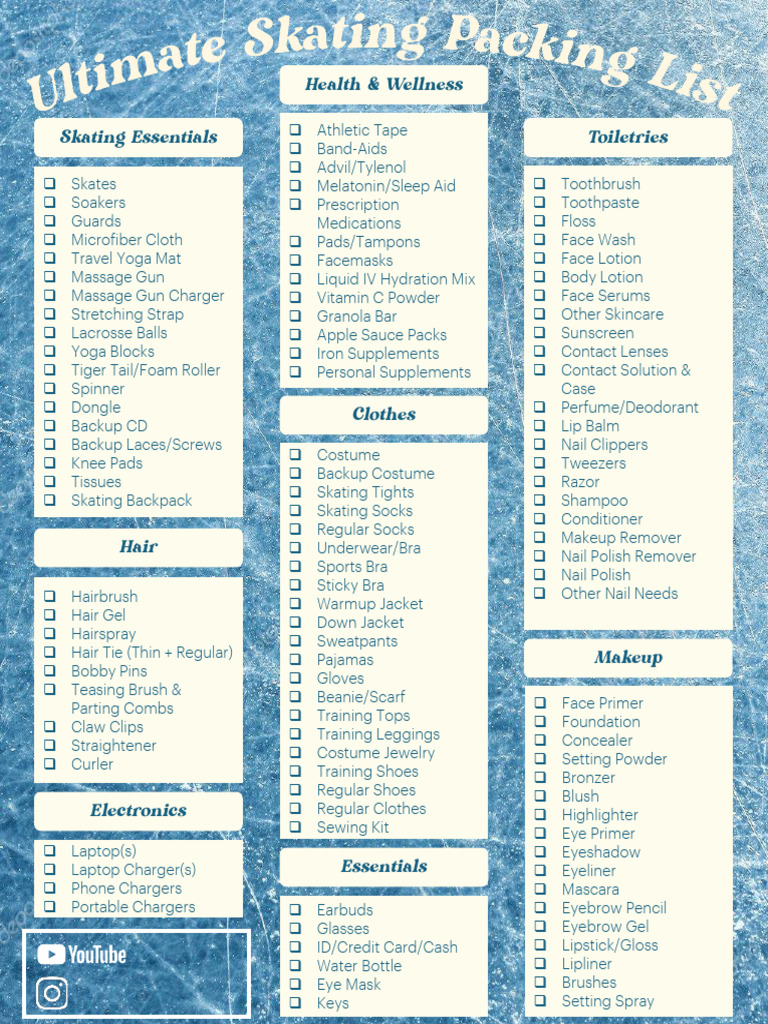 Ultimate Skating Packing List by Cathy Ding | PDF | Toiletry | Beauty