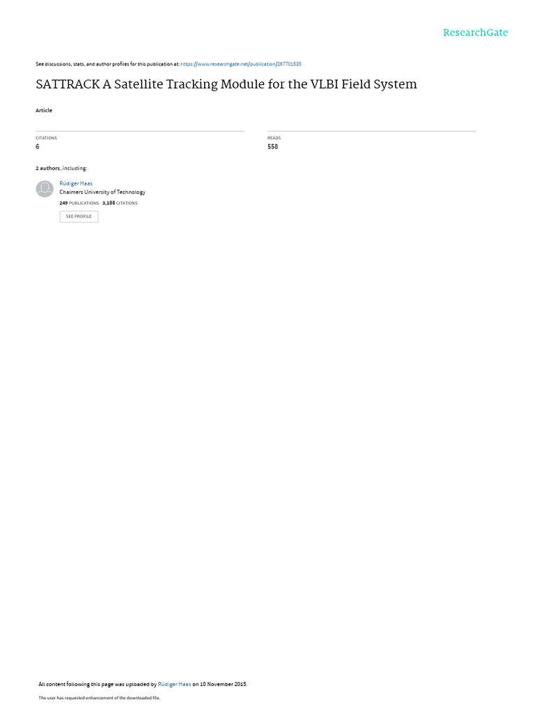 SATTRACK A Satellite Tracking Module For The VLBI | PDF | Satellite | Astronomy