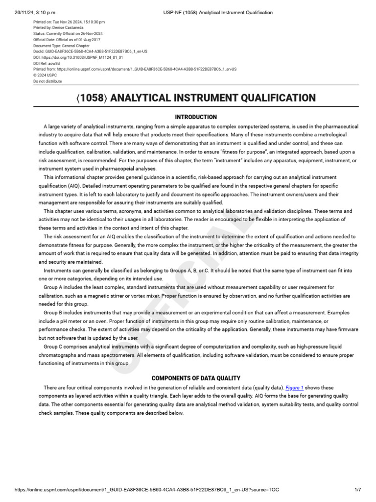 Analytical Instrument Qualification Guide | PDF | Verification And ...