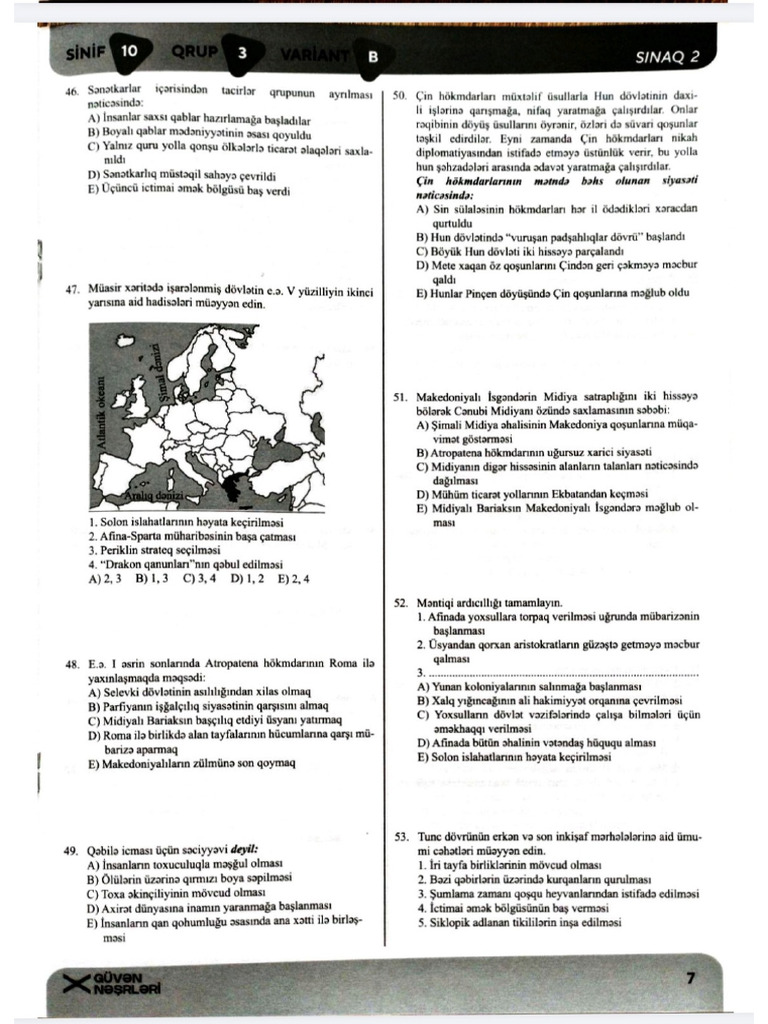 Güvən Sınaq Tarix Blok 3 Sinif X - Sənan Qurbanov - Extracted ...