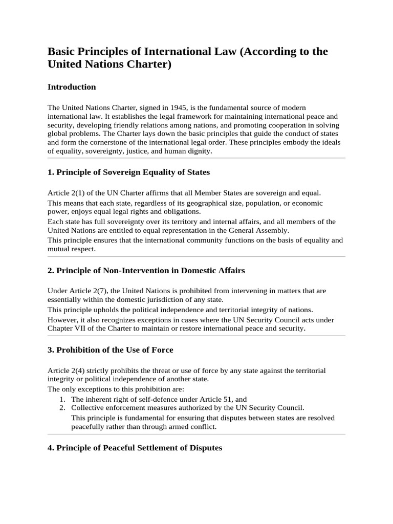 Key Principles of International Law | PDF | International Law | United ...