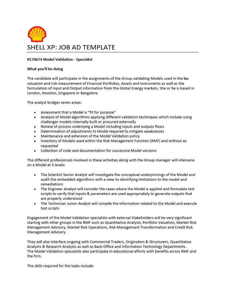 Shell_ Model Validation Specialist | PDF | Business