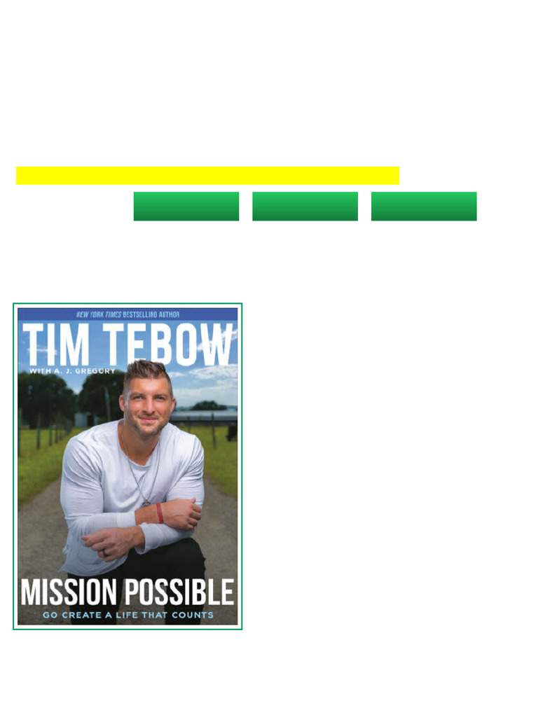 (Ebook) Mission Possible: Go Create a Life That Counts by Tim Tebow; A ...