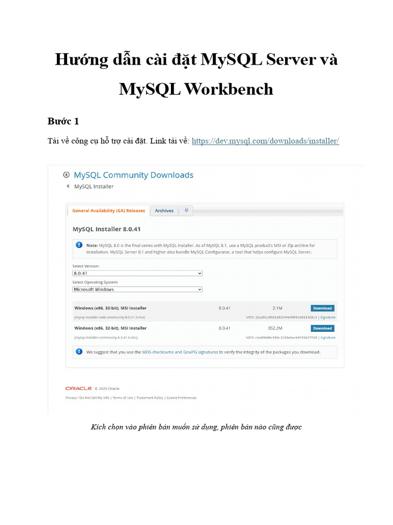 7 Hướng Dẫn Cài Đặt MySQL Server Và MySQL Workbench | PDF