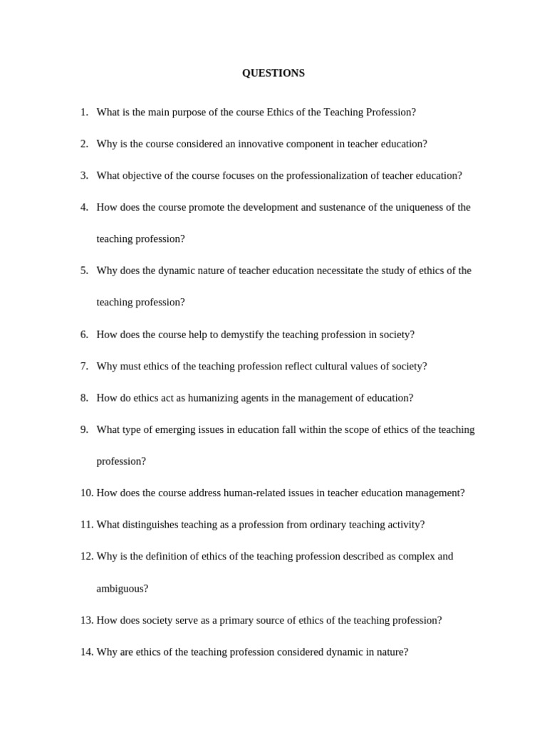 Ethics in Teacher Education Course Overview | PDF