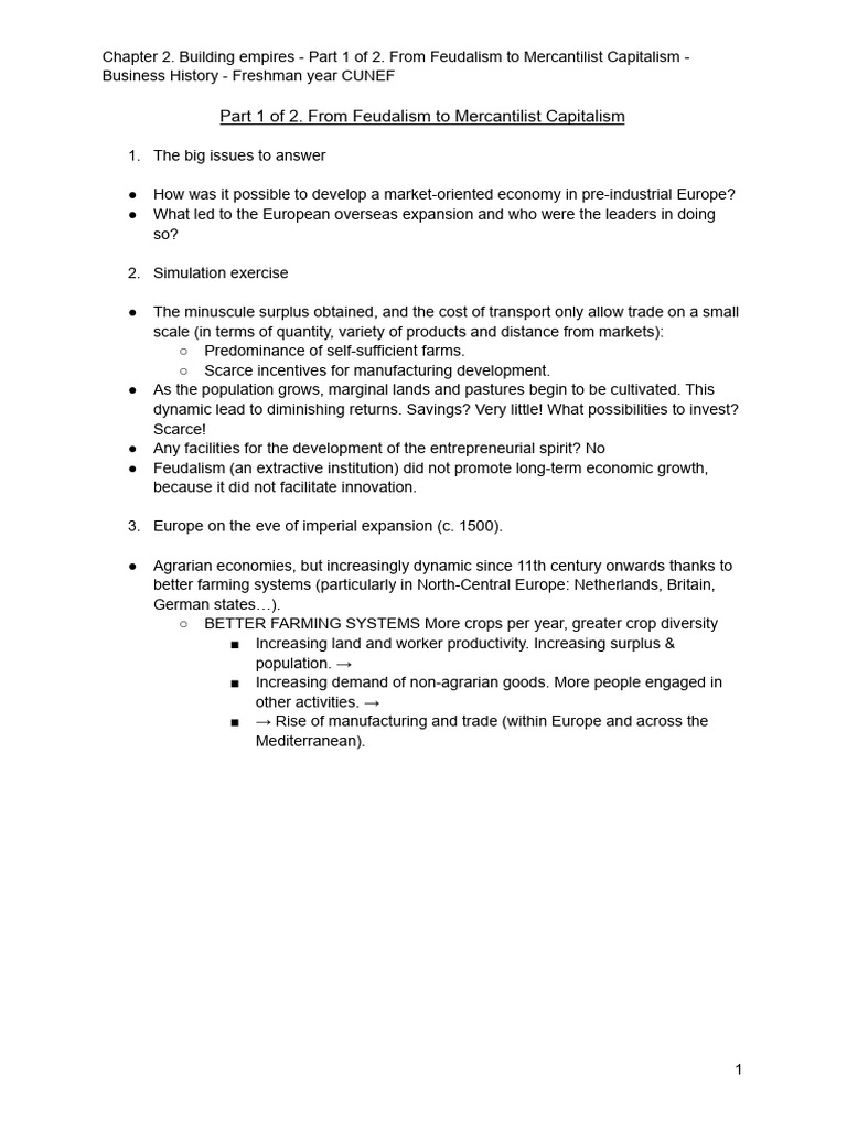 Chapter 2. Building Empires - Part 1 of 2. From Feudalism To ...