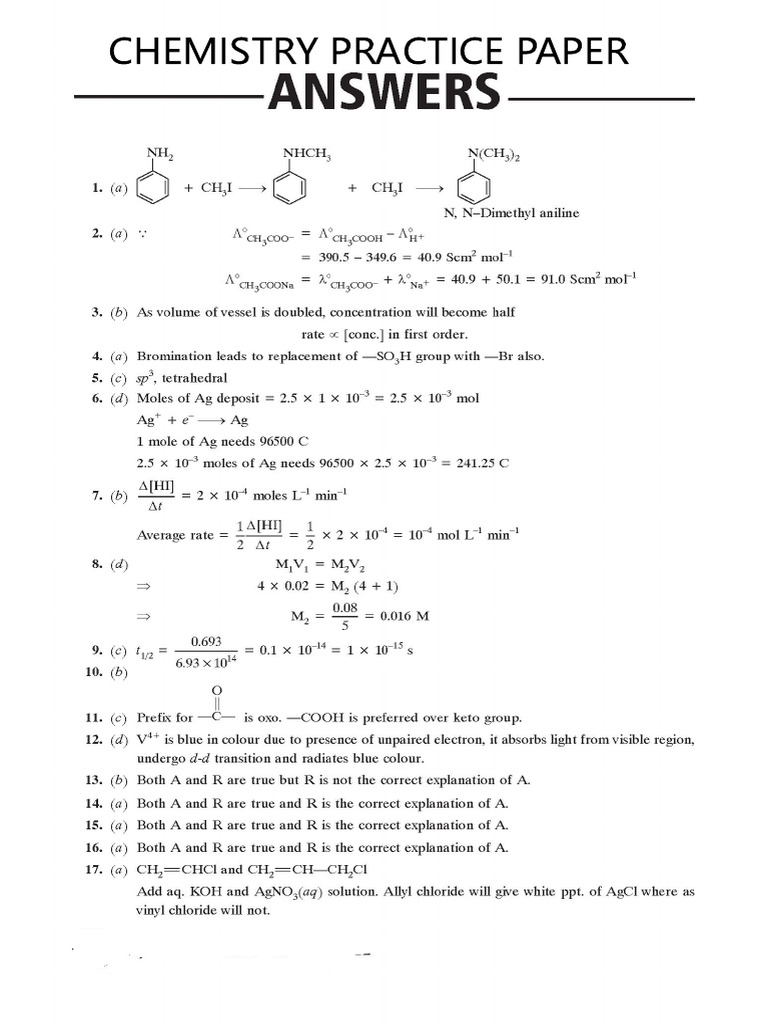 Practice Paper Chemistry MS-1 | PDF