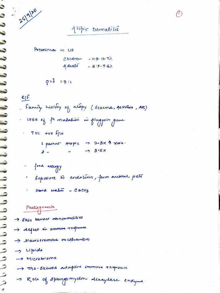 Atopic Dermatitis Notes | PDF