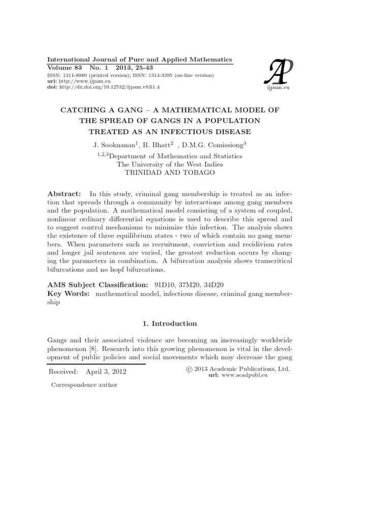 Catching A Gang A SIR Mathematical Model | PDF | Applied Mathematics