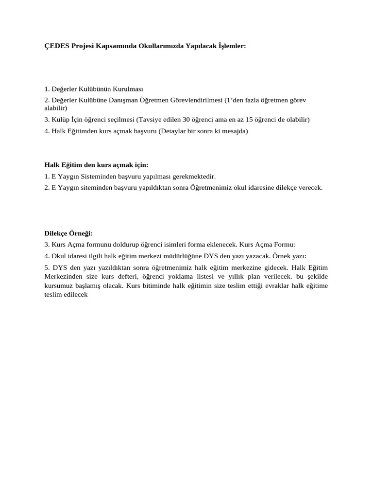 19104259 CEDES Projesi KapsamYnda OkullarYmYzda YapYlacak YYlemler | PDF