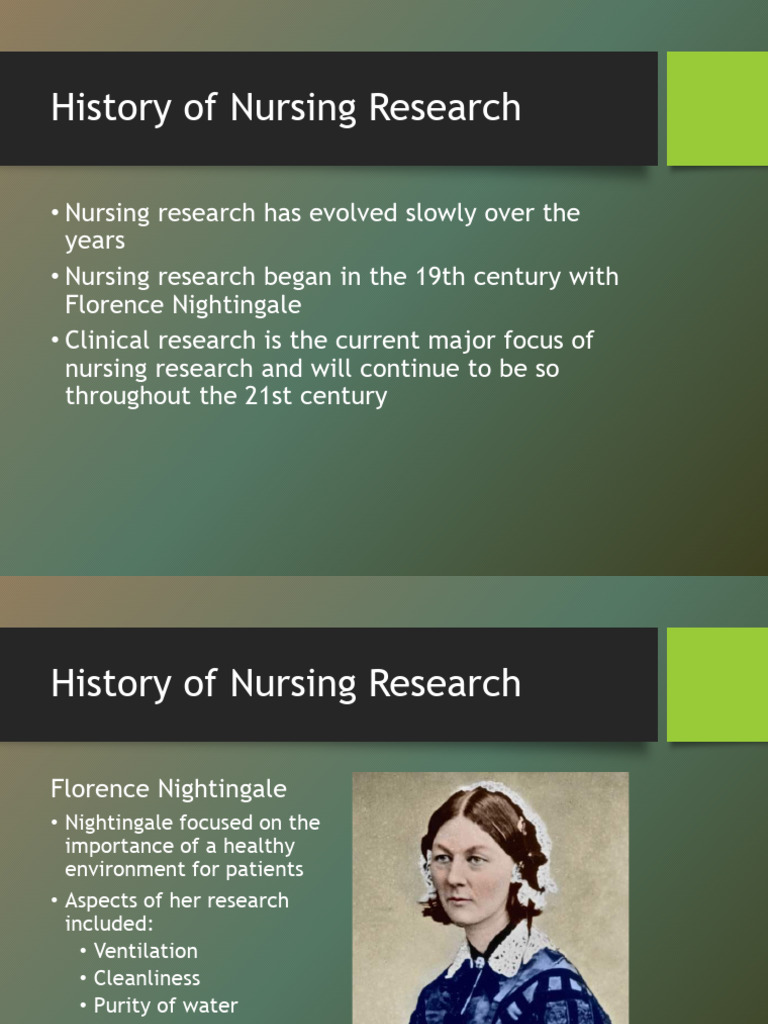 Evolution of Nursing Research History | PDF | Nursing | Florence ...