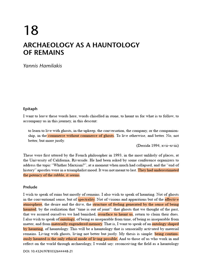 Hauntology in Archaeology: Exploring Remains | PDF