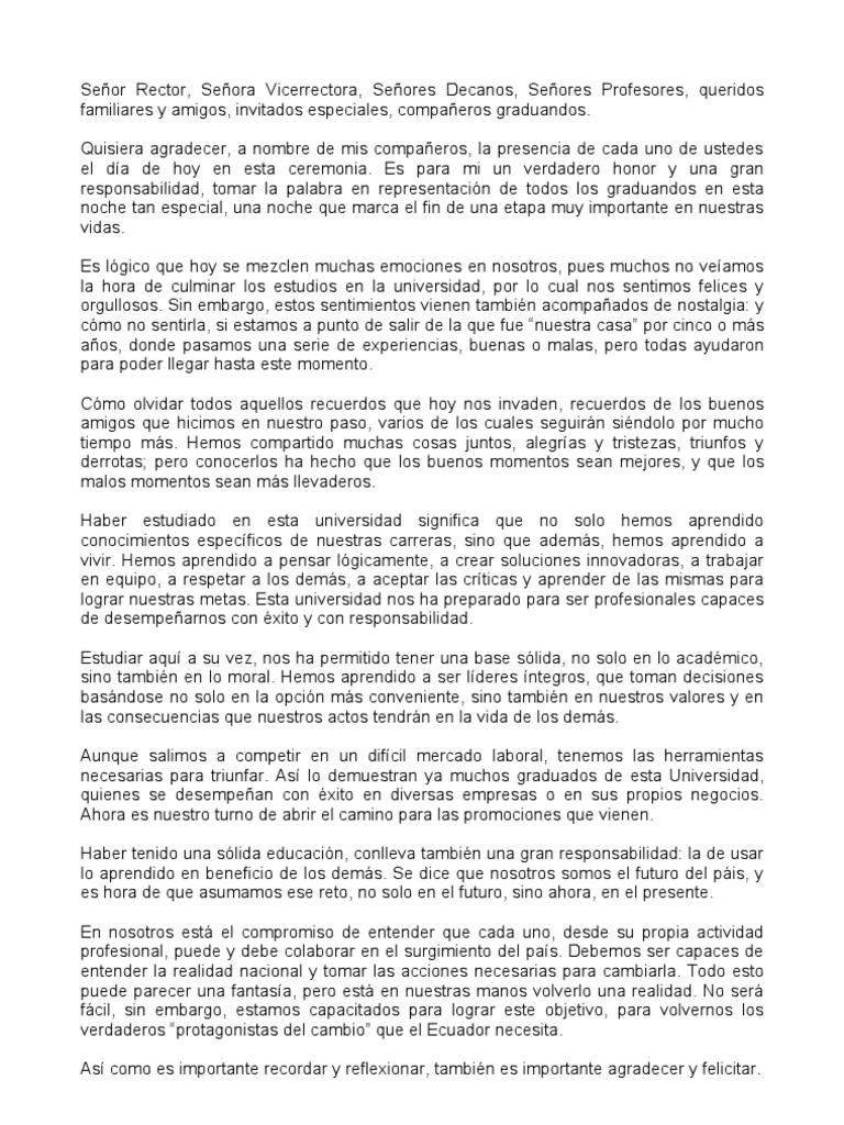 Discurso de Graduación Emotivo | PDF | Toma de decisiones | Sicología
