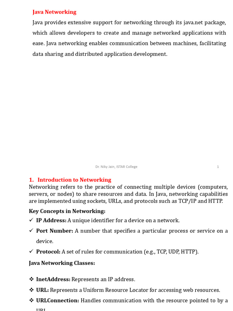 Java Networking | PDF | Port (Computer Networking) | Computer Network