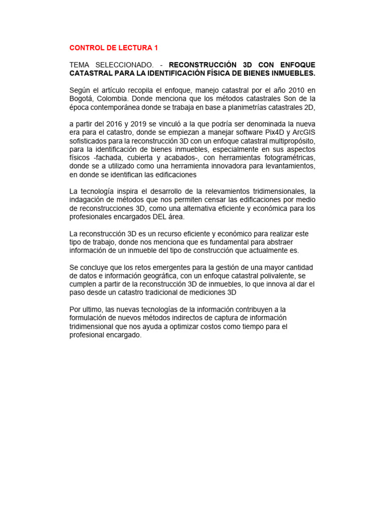 Control de Lectura 1 | PDF