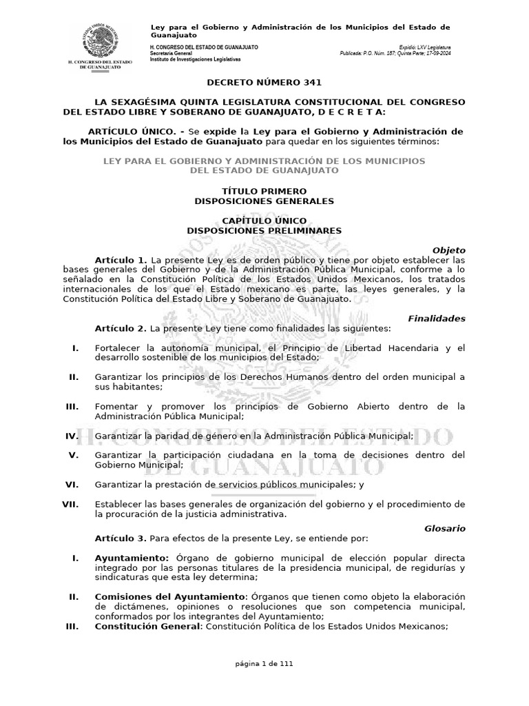 LGYAMEG NVA 17septiembre2024 | PDF | Gobierno local | Gobierno