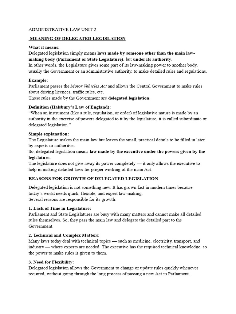 Administrative Law Unit 2 | PDF | Legislature | Legislation