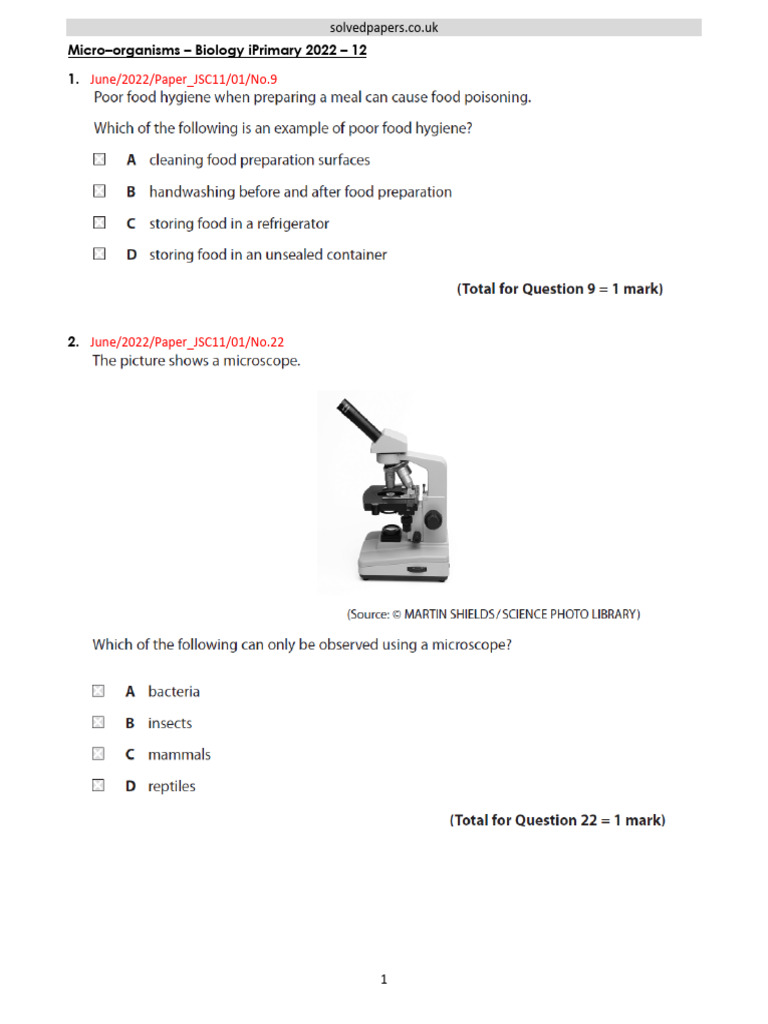 2022 12 Micro-Organisms Edexcel Biology IPrimary | PDF