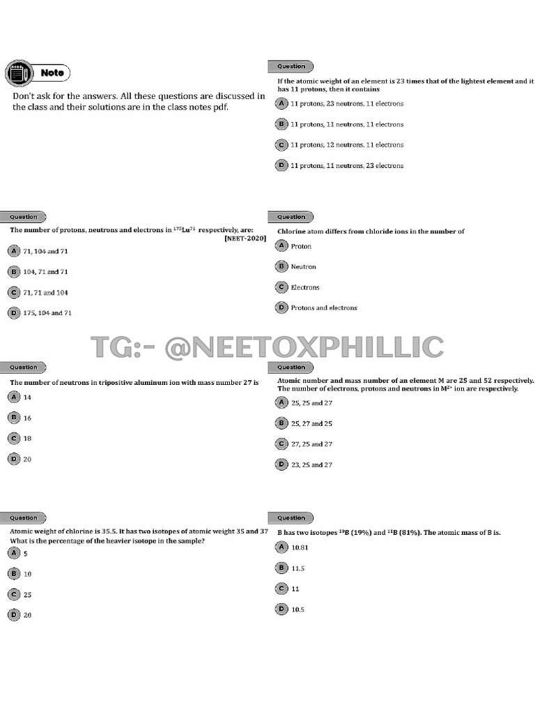 MOLE CONCEPT Class Questions by @NEETOXPHILLIC | PDF