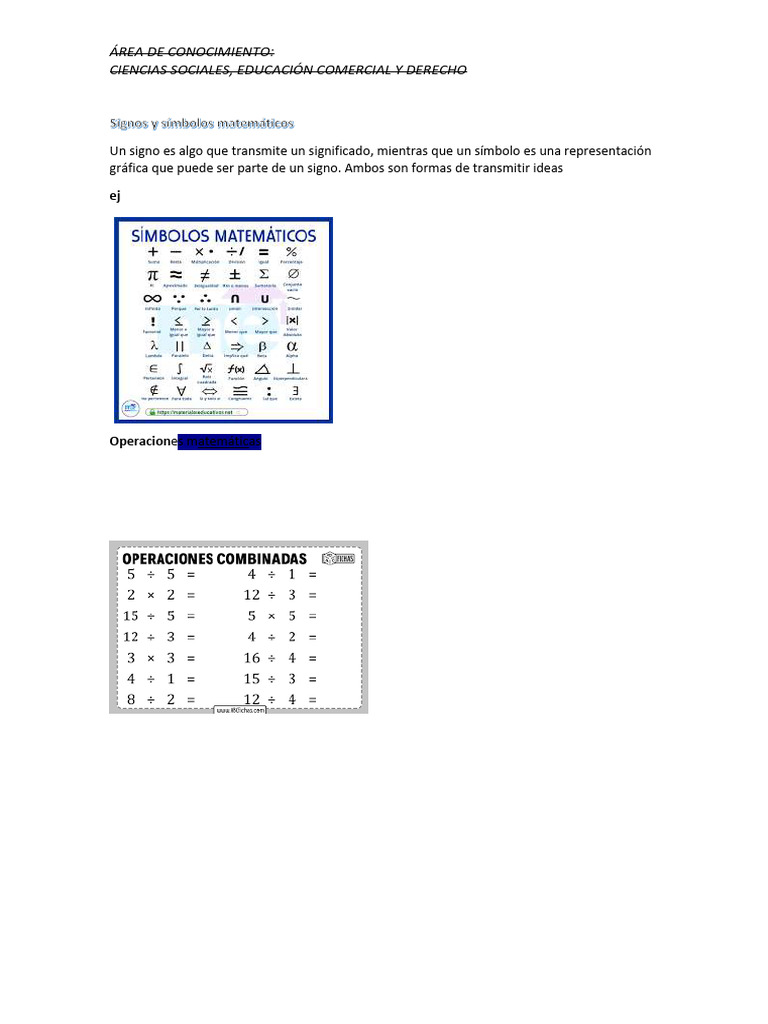 Signos y Símbolos en Matemáticas | PDF