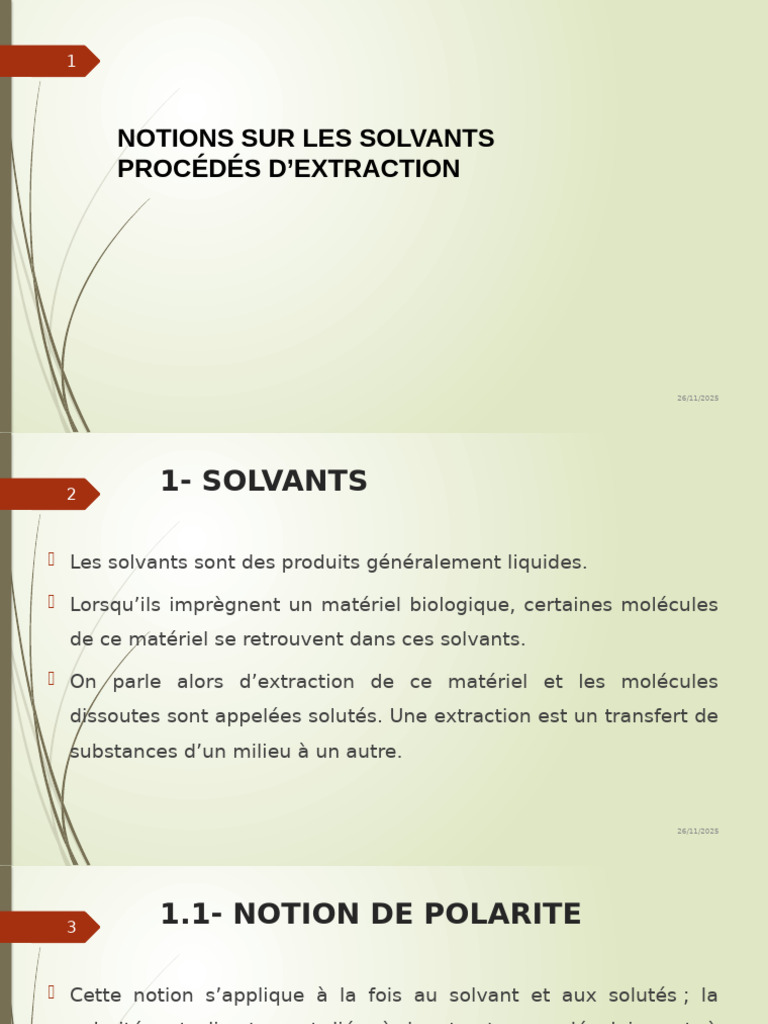 Solvants et procédés d'extraction | PDF | Polarité (chimie) | Solvant