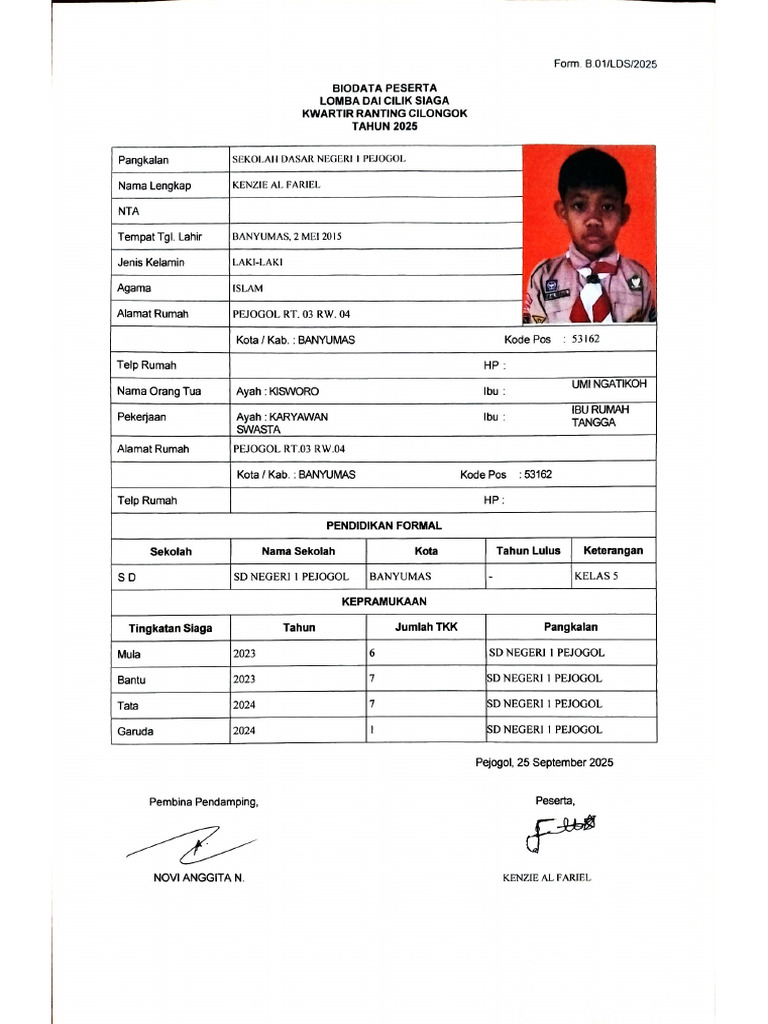 Biodata Kenzie | PDF