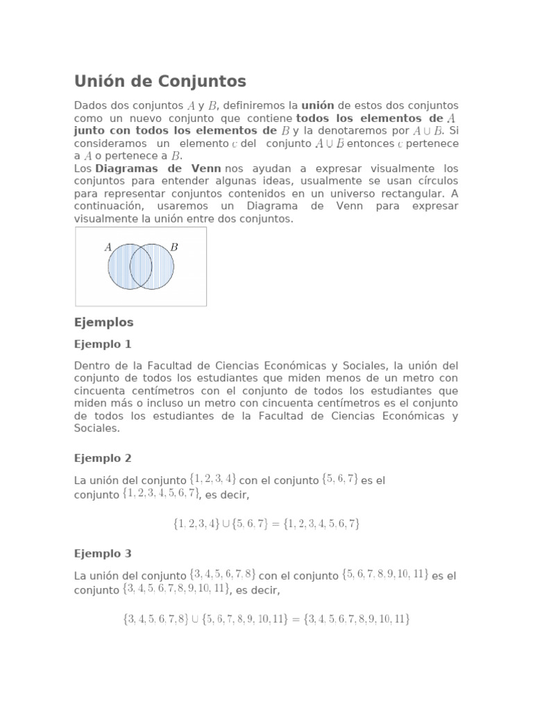 Operaciones Básicas en Teoría de Conjuntos | PDF | Conjunto ...