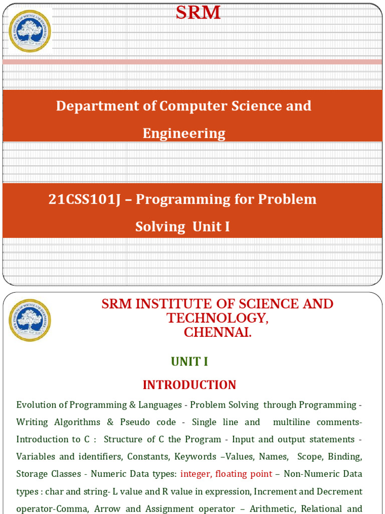 Unit 1 PPS | PDF | Variable (Computer Science) | Integer (Computer Science)