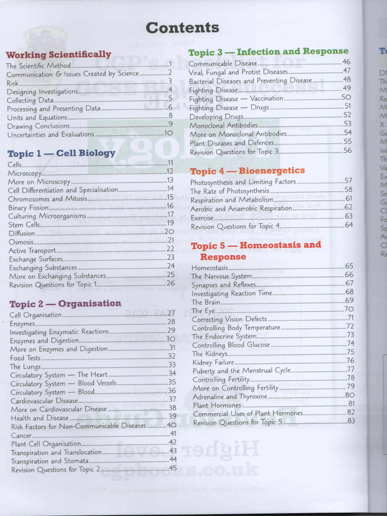 Every Single Content Page For Gcses | PDF