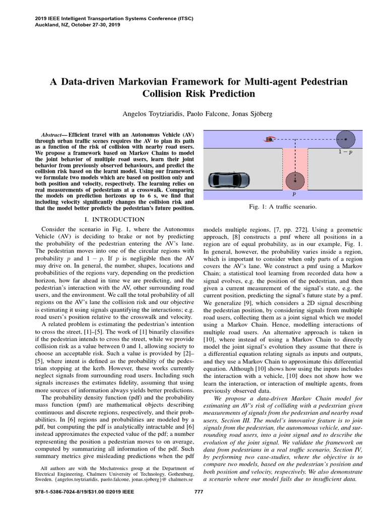 A Data-Driven Markovian Framework For Multi-Agent Pedestrian Collision ...